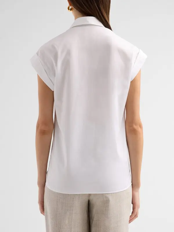 Kiton Cotton Poplin Cap-sleeve Shirt