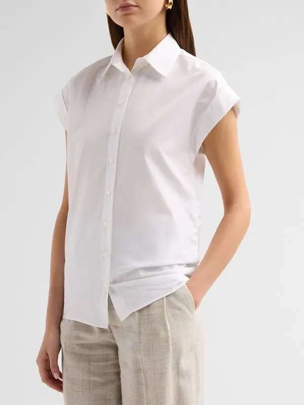 Kiton Cotton Poplin Cap-sleeve Shirt