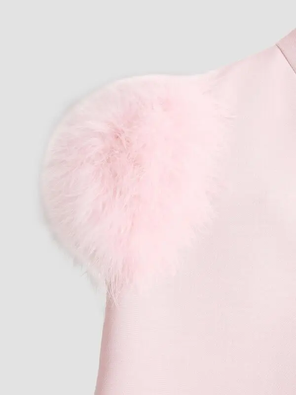 Valentino Garavani Short Crepe Couture Dress With Feathers - Rose