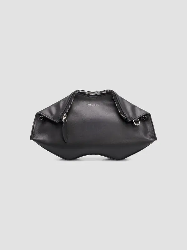 Alexander McQueen Manta Leather Crossbody Bag - Black Silver