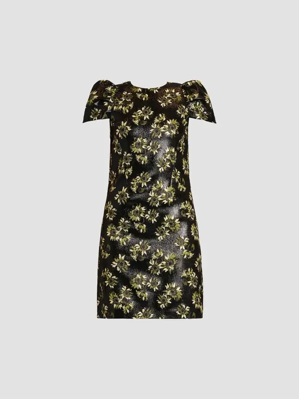 Alexander McQueen Lacquered Sunflower Jacquard Day Dress