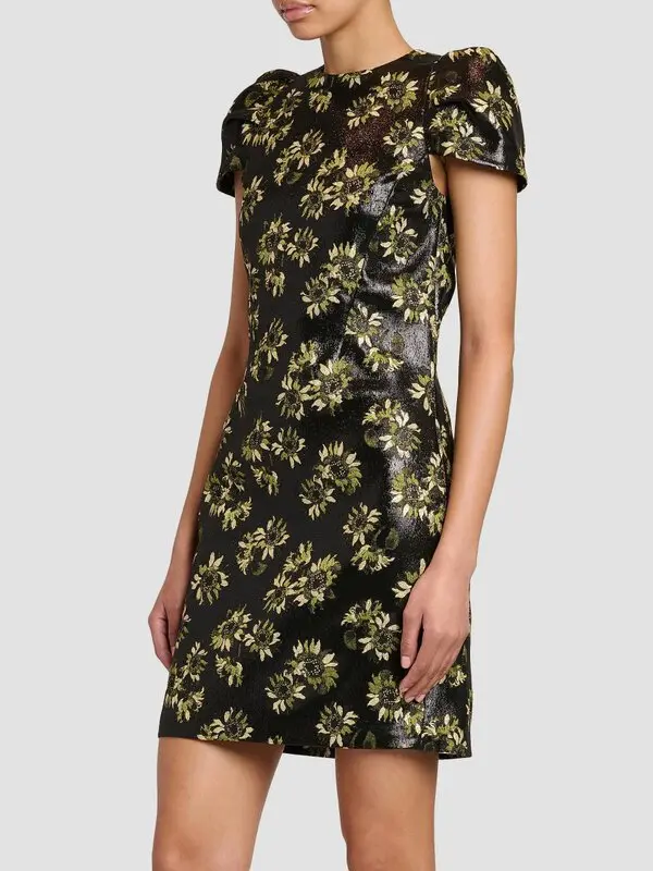Alexander McQueen Lacquered Sunflower Jacquard Day Dress