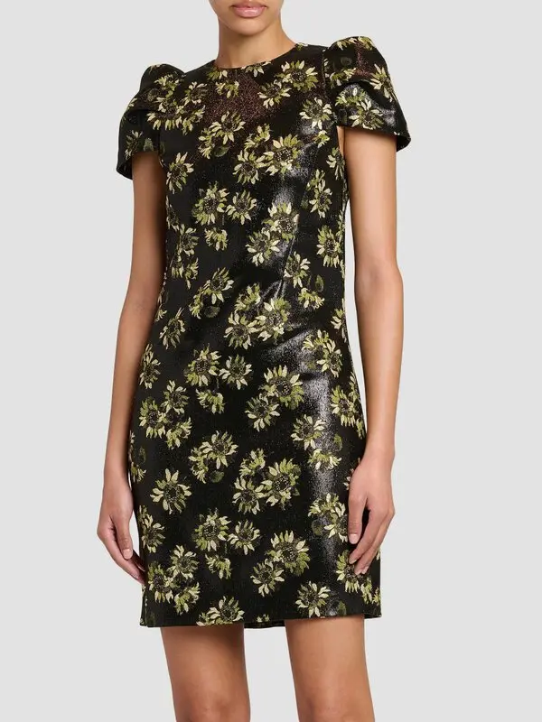 Alexander McQueen Lacquered Sunflower Jacquard Day Dress