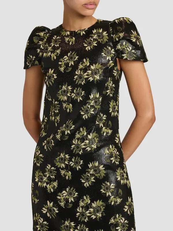 Alexander McQueen Lacquered Sunflower Jacquard Day Dress