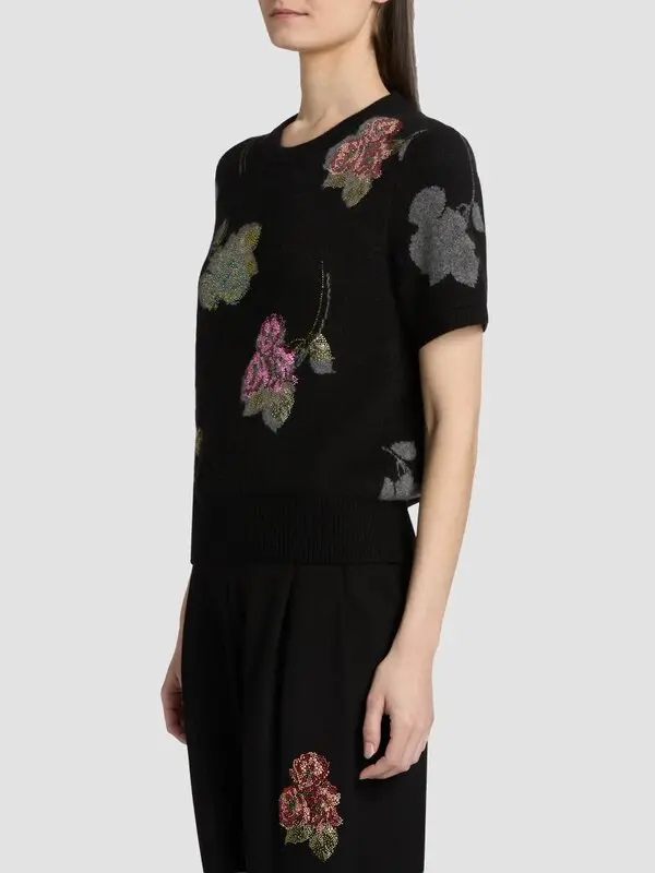 Libertine Primrose Shadows Cashmere Short-sleeve Sweater