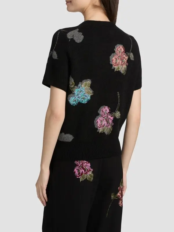 Libertine Primrose Shadows Cashmere Short-sleeve Sweater