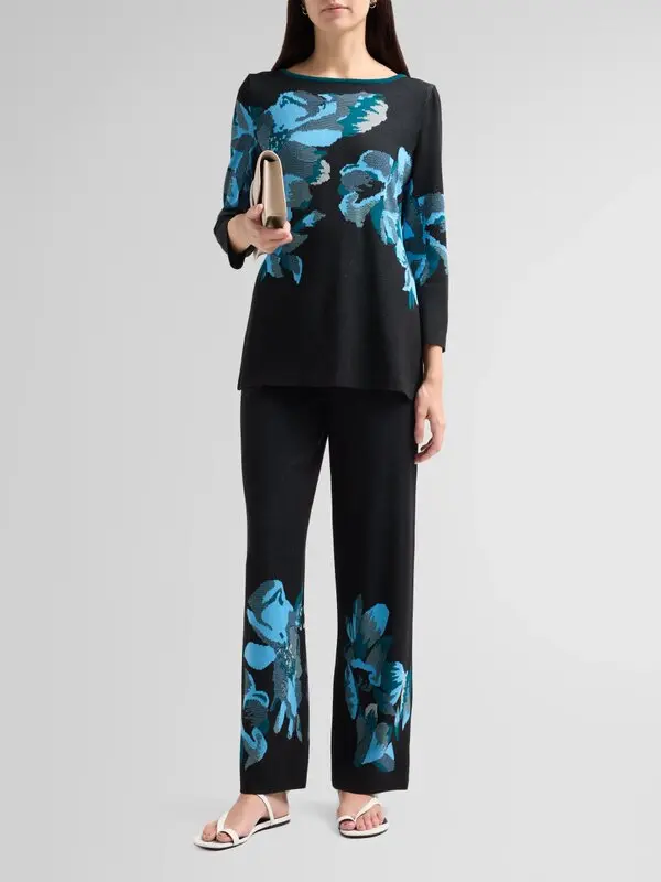 Ming Wang Floral Jacquard Pants