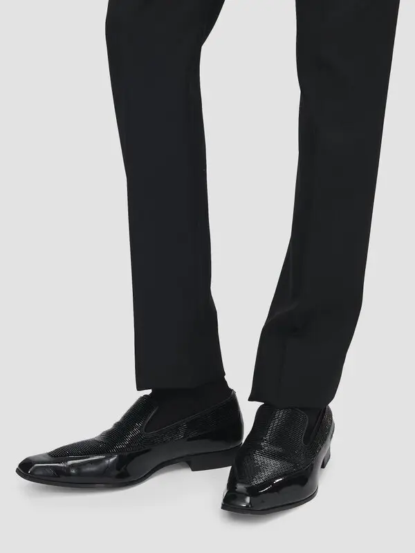 Alexander McQueen Artie Beaded Patent Leather Loafers