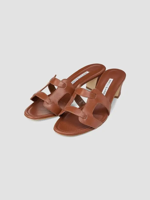Manolo Blahnik 50mm Cut-out Leather Mules