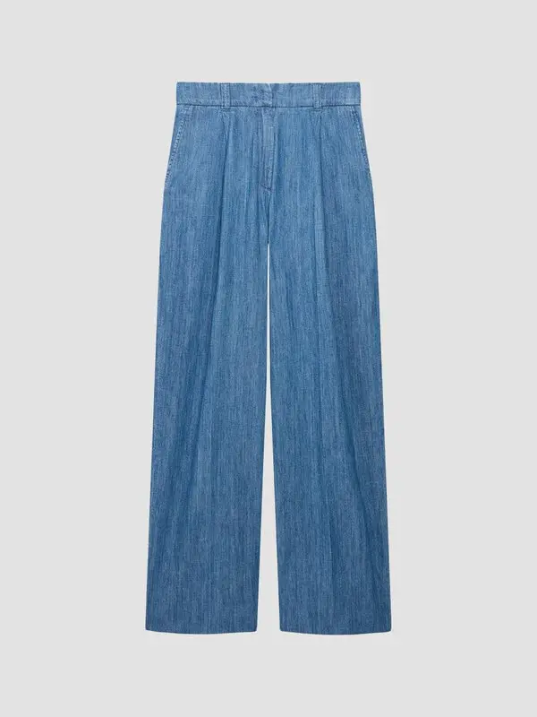 Another Tomorrow Chambray Relaxed Wide Leg Pants