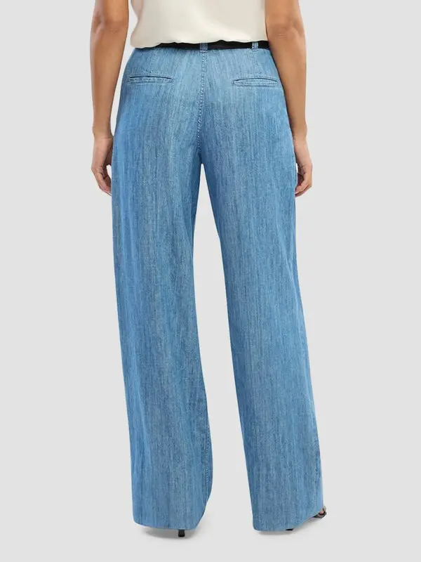 Another Tomorrow Chambray Relaxed Wide Leg Pants