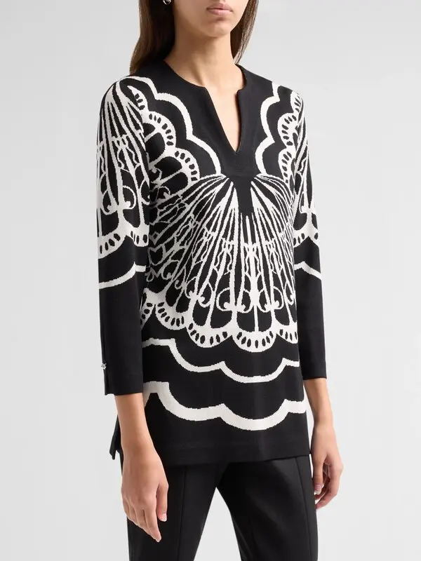 Ming Wang Aria Abstract Jacquard Tunic