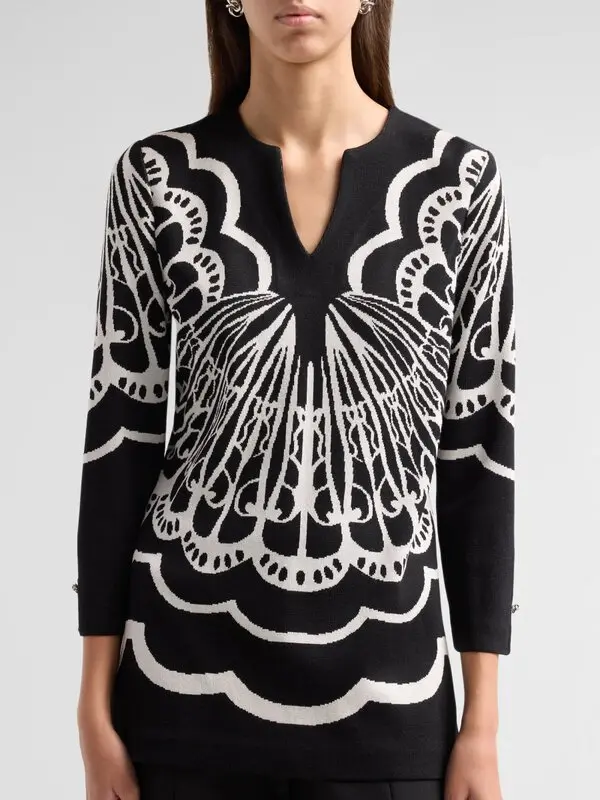 Ming Wang Aria Abstract Jacquard Tunic