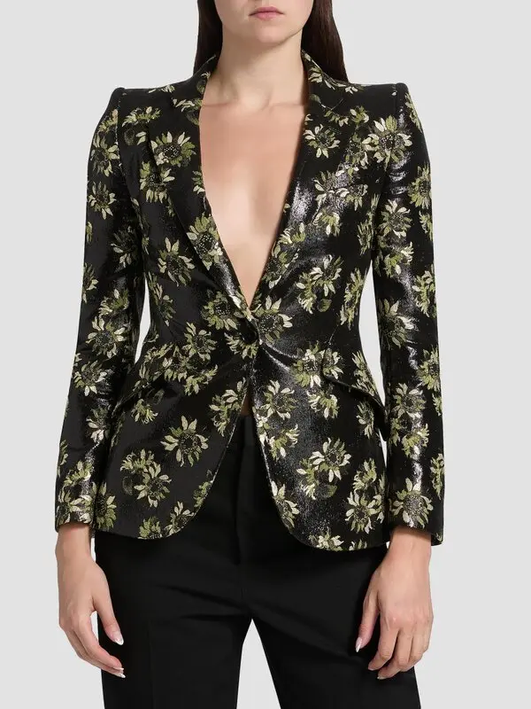 Alexander McQueen Lacquered Sunflower Jacquard Blazer