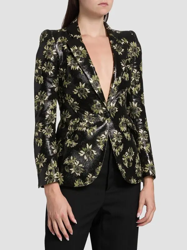 Alexander McQueen Lacquered Sunflower Jacquard Blazer