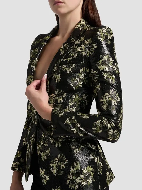Alexander McQueen Lacquered Sunflower Jacquard Blazer