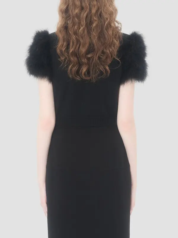 Valentino Garavani Wool Knit Cardigan With Feathers