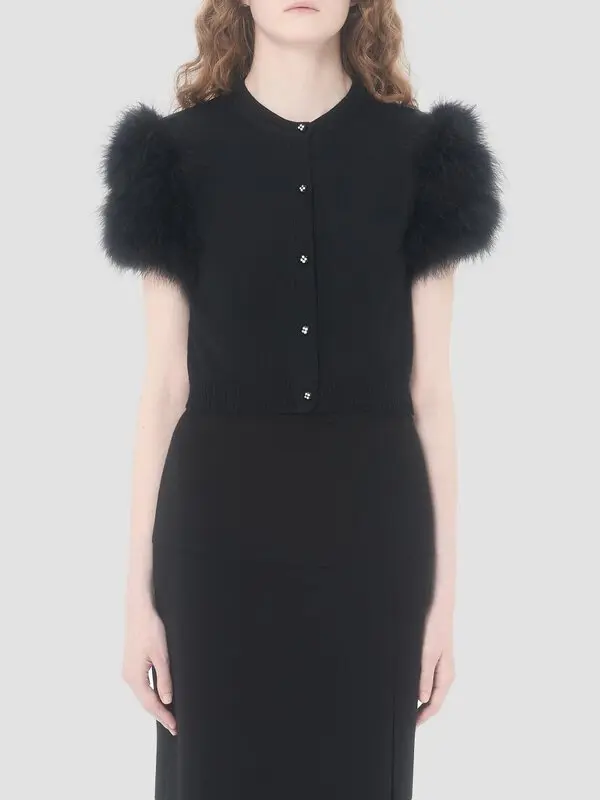 Valentino Garavani Wool Knit Cardigan With Feathers
