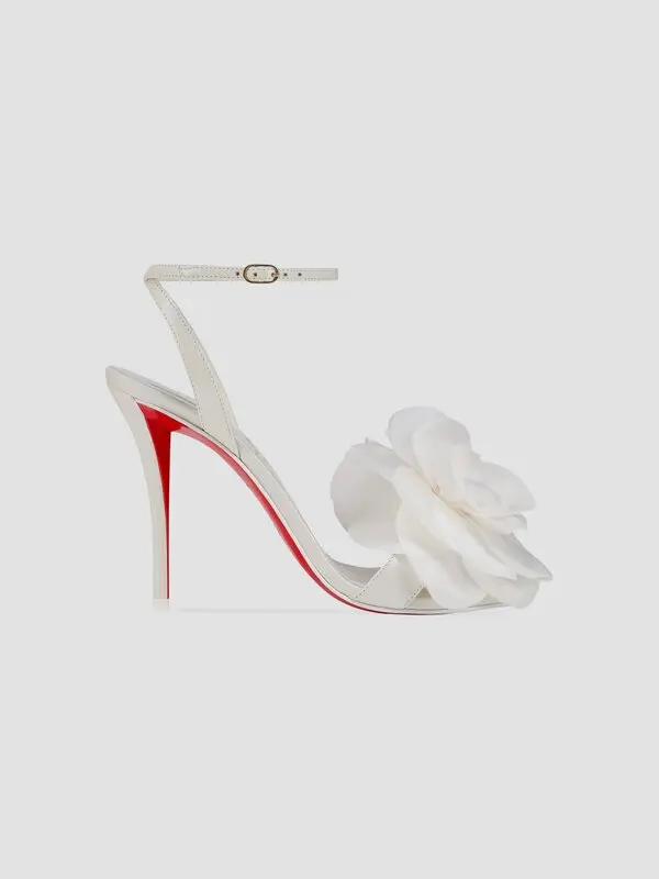CHRISTIAN LOUBOUTIN Miss Z Flora 100mm Leather Sandals - Bianco