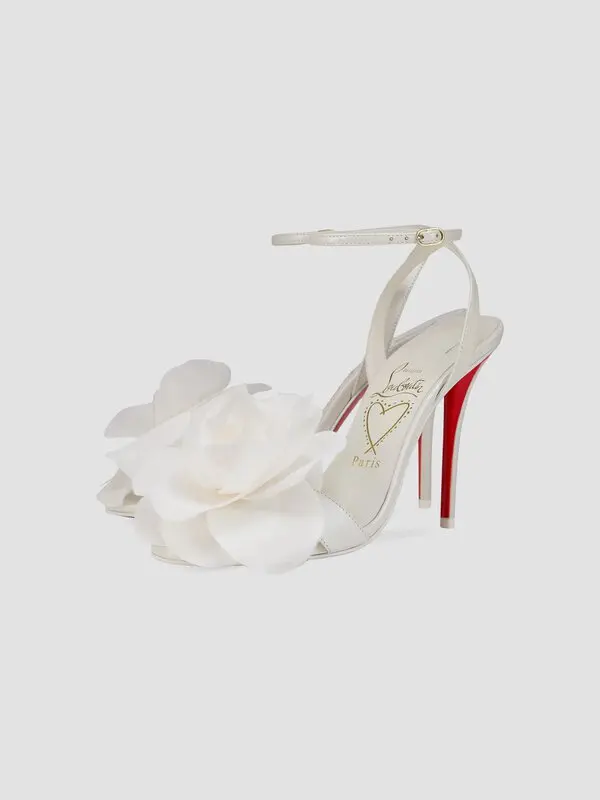 CHRISTIAN LOUBOUTIN Miss Z Flora 100mm Leather Sandals - Bianco