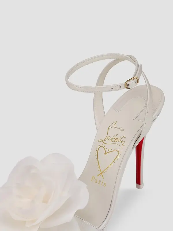 CHRISTIAN LOUBOUTIN Miss Z Flora 100mm Leather Sandals - Bianco