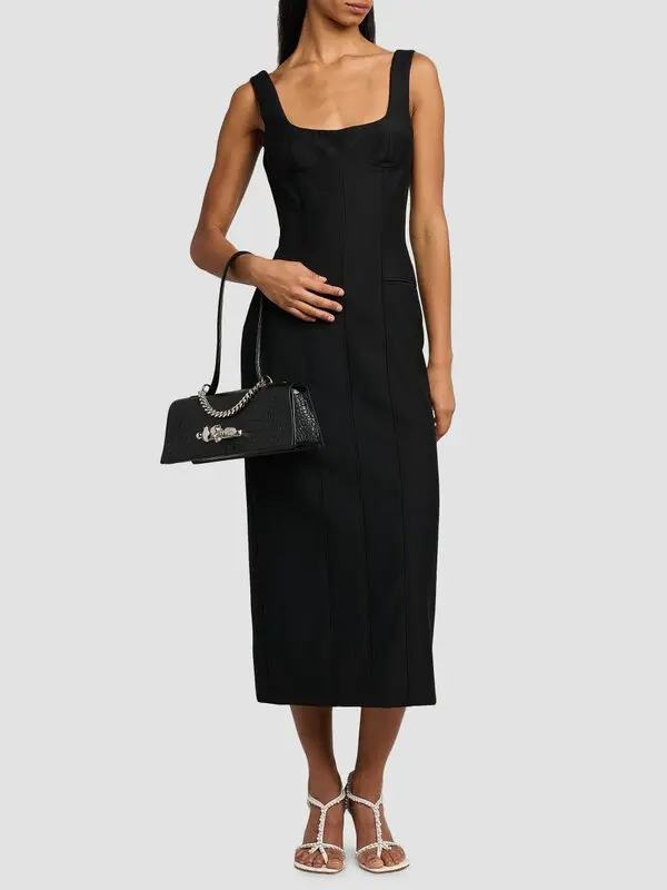 Alexander McQueen Jewelled Croc-embossed Leather Top Handle Bag