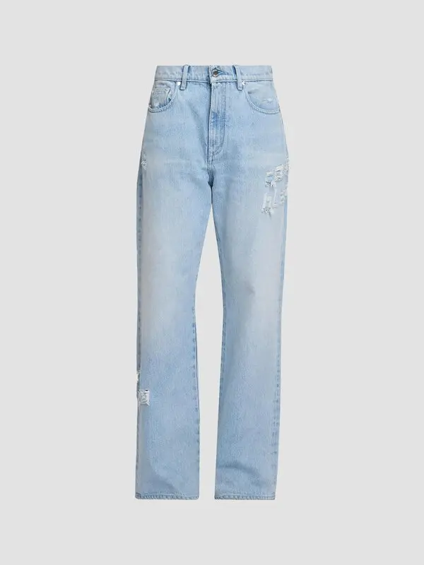 Casablanca Hotfix Distressed Logo Baggy Jeans - Light Wash