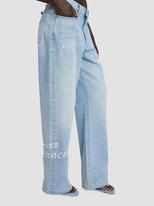 Casablanca Hotfix Distressed Logo Baggy Jeans