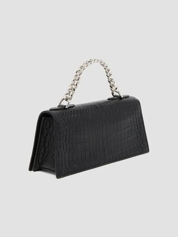 Alexander McQueen Mini Jewelled Croc-embossed Leather Shoulder Bag - Black