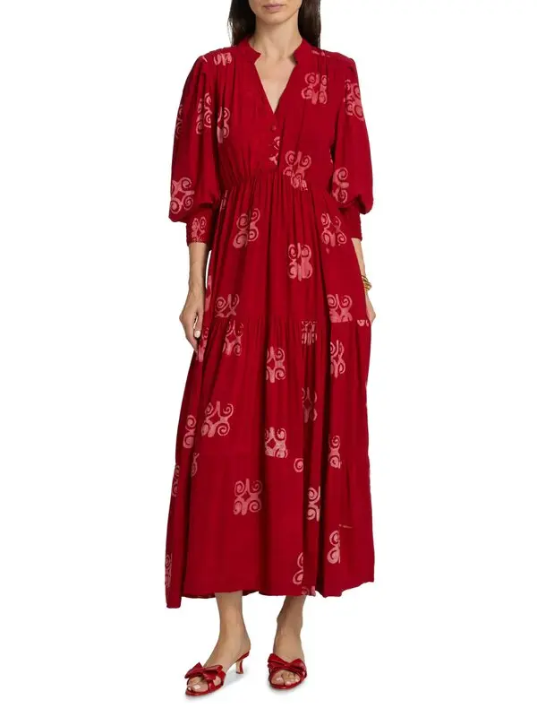 ELISAMAMA Yosola Printed Tiered Maxi Dress