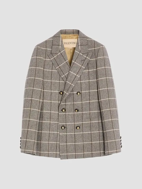 Valentino Garavani Double-breasted Wool Jacket With Check Pattern