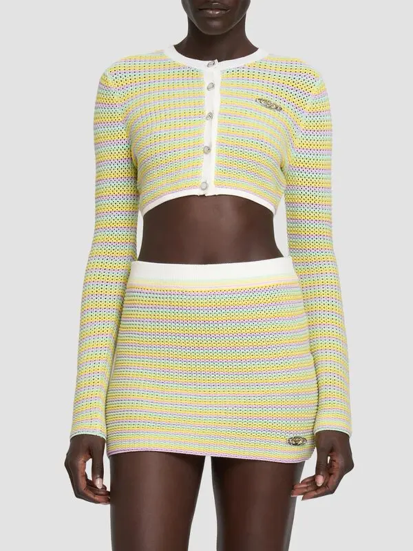Casablanca Bourgeois Striped Crop Cardigan