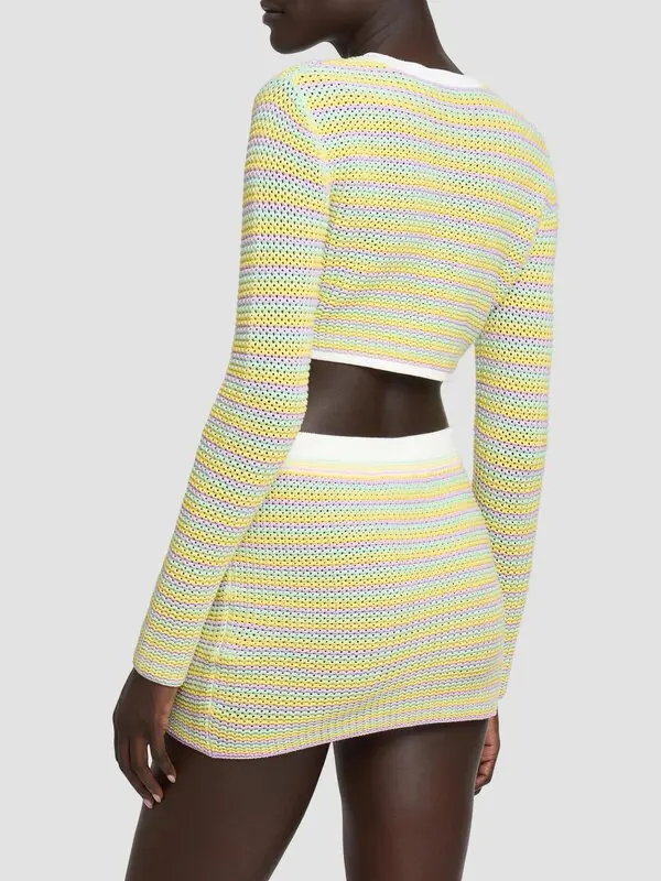 Casablanca Bourgeois Striped Crop Cardigan