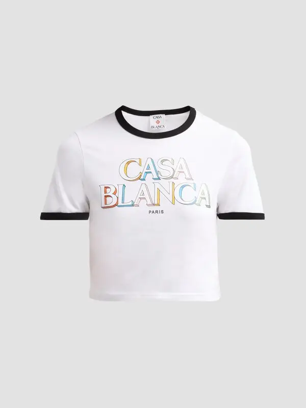 Casablanca Logo Cotton Crop T-shirt - Stack Logo