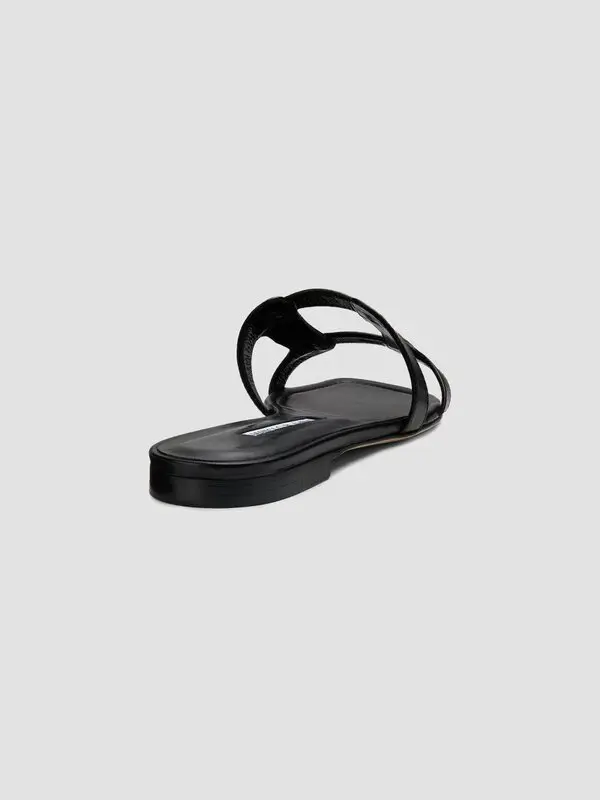 Manolo Blahnik Grellanu Leather Flat Sandals