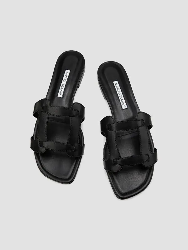 Manolo Blahnik Grellanu Leather Flat Sandals