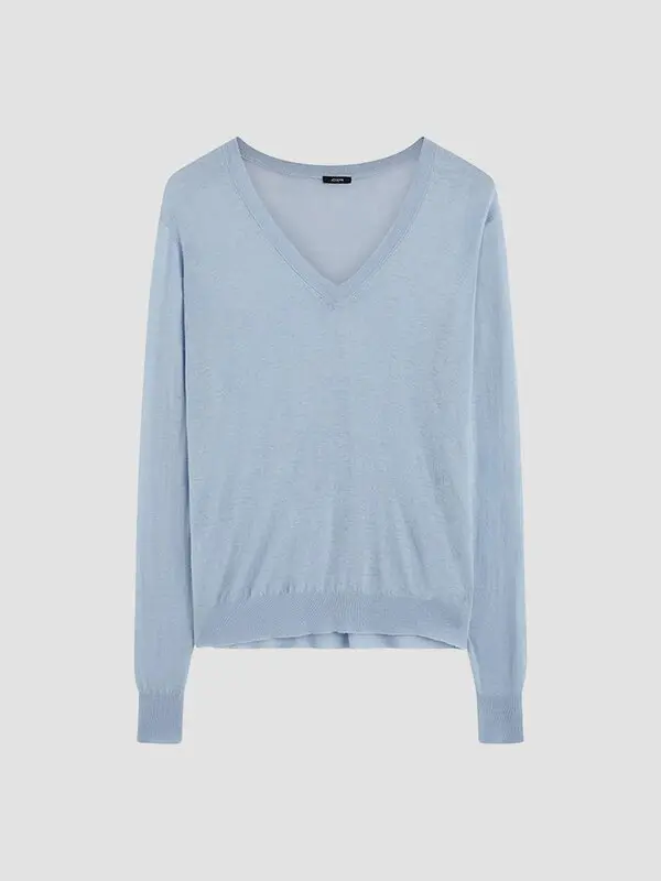 JOSEPH Cashmere V-neck Sweater - Light Blue