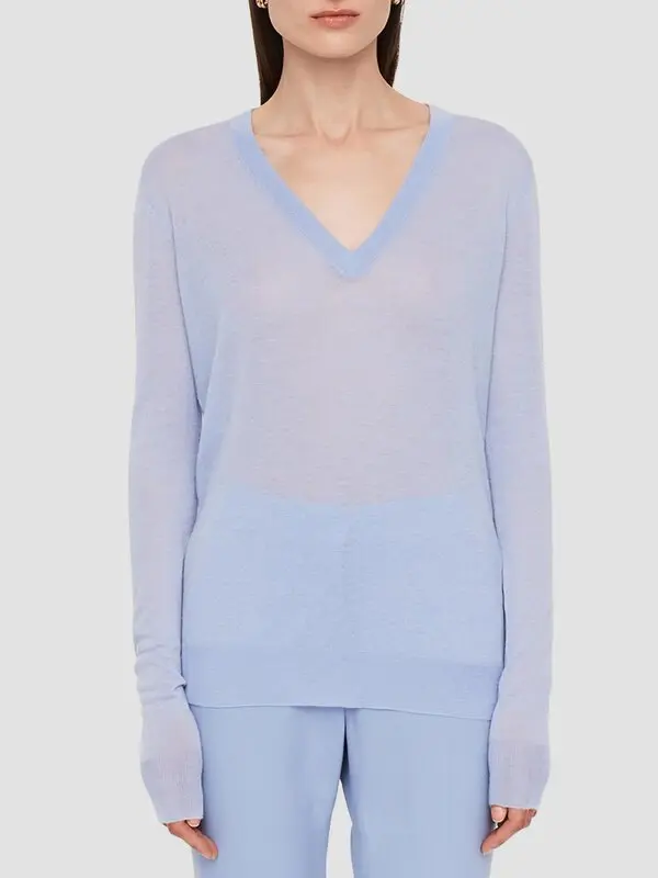 JOSEPH Cashmere V-neck Sweater - Light Blue