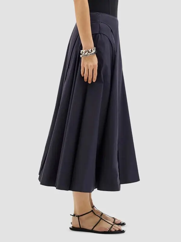 Another Tomorrow Seamed Full Maxi Skirt - Midnight