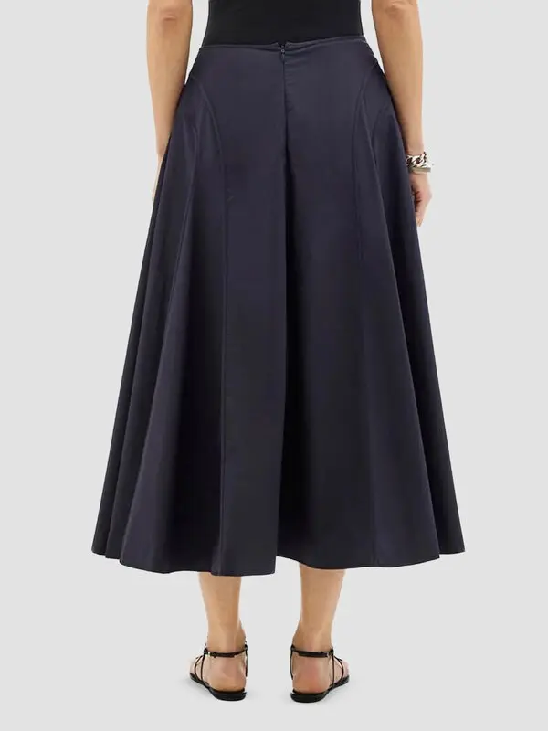 Another Tomorrow Seamed Full Maxi Skirt - Midnight