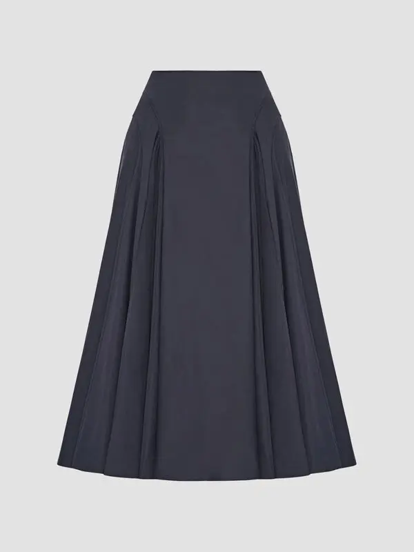 Another Tomorrow Seamed Full Maxi Skirt - Midnight