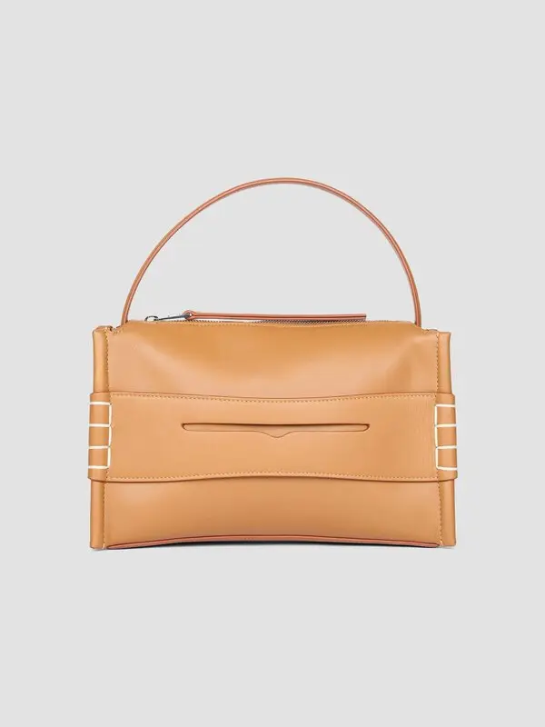 JW Anderson Loafer Leather Top Handle Bag - Tan