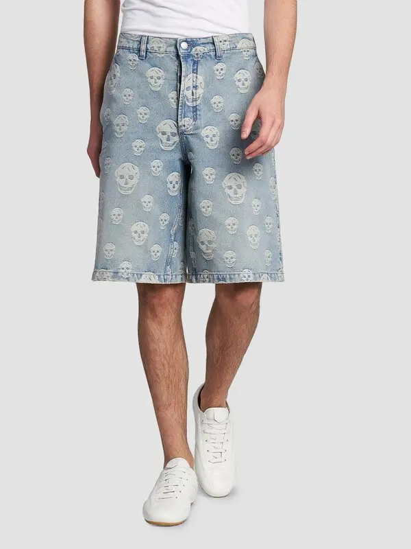 Alexander McQueen Skull Sailor Denim Shorts
