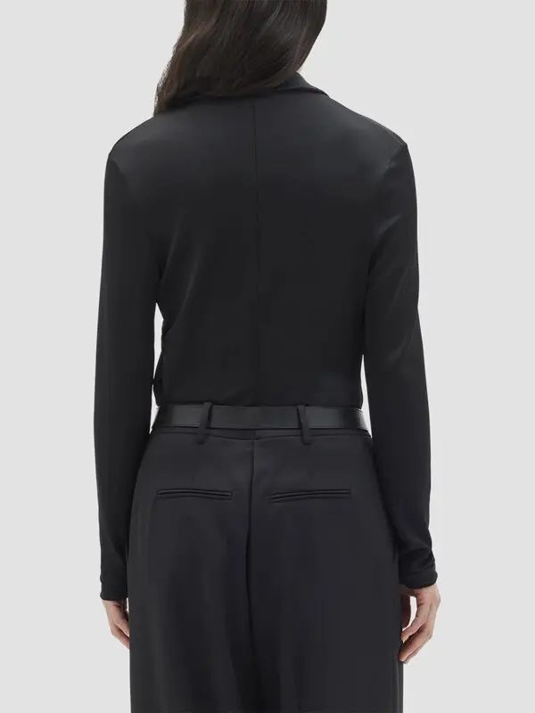 Another Tomorrow Fluid Long Sleeve Polo Top