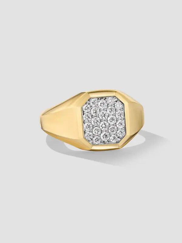 David Yurman Streamline Signet Ring In 18k Yellow Gold - Diamond