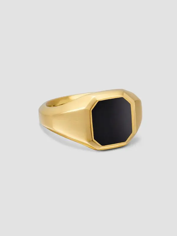 David Yurman Streamline Signet Ring In 18k Yellow Gold - Onyx