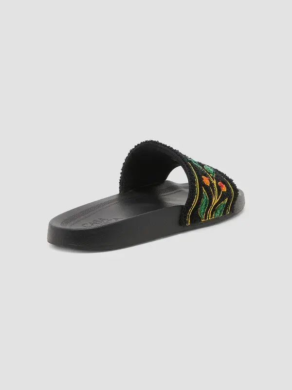 Casablanca Embroidered Terry Slide Sandals