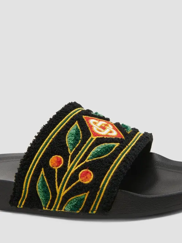 Casablanca Embroidered Terry Slide Sandals