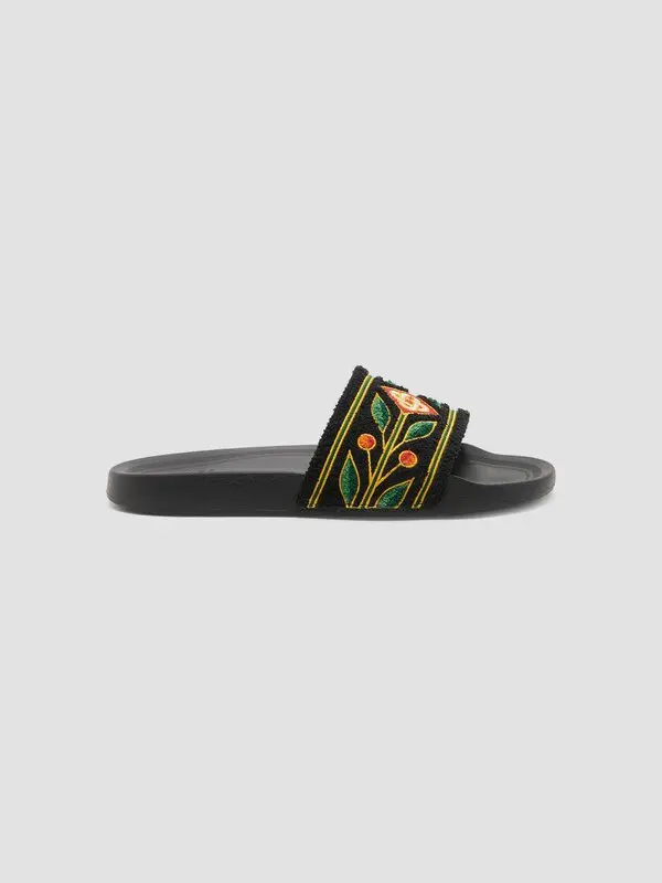 Casablanca Embroidered Terry Slide Sandals