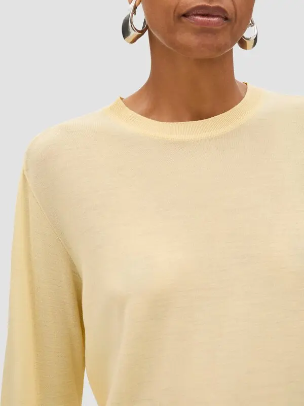 Another Tomorrow Feather Weight Crew Sweater - Butter